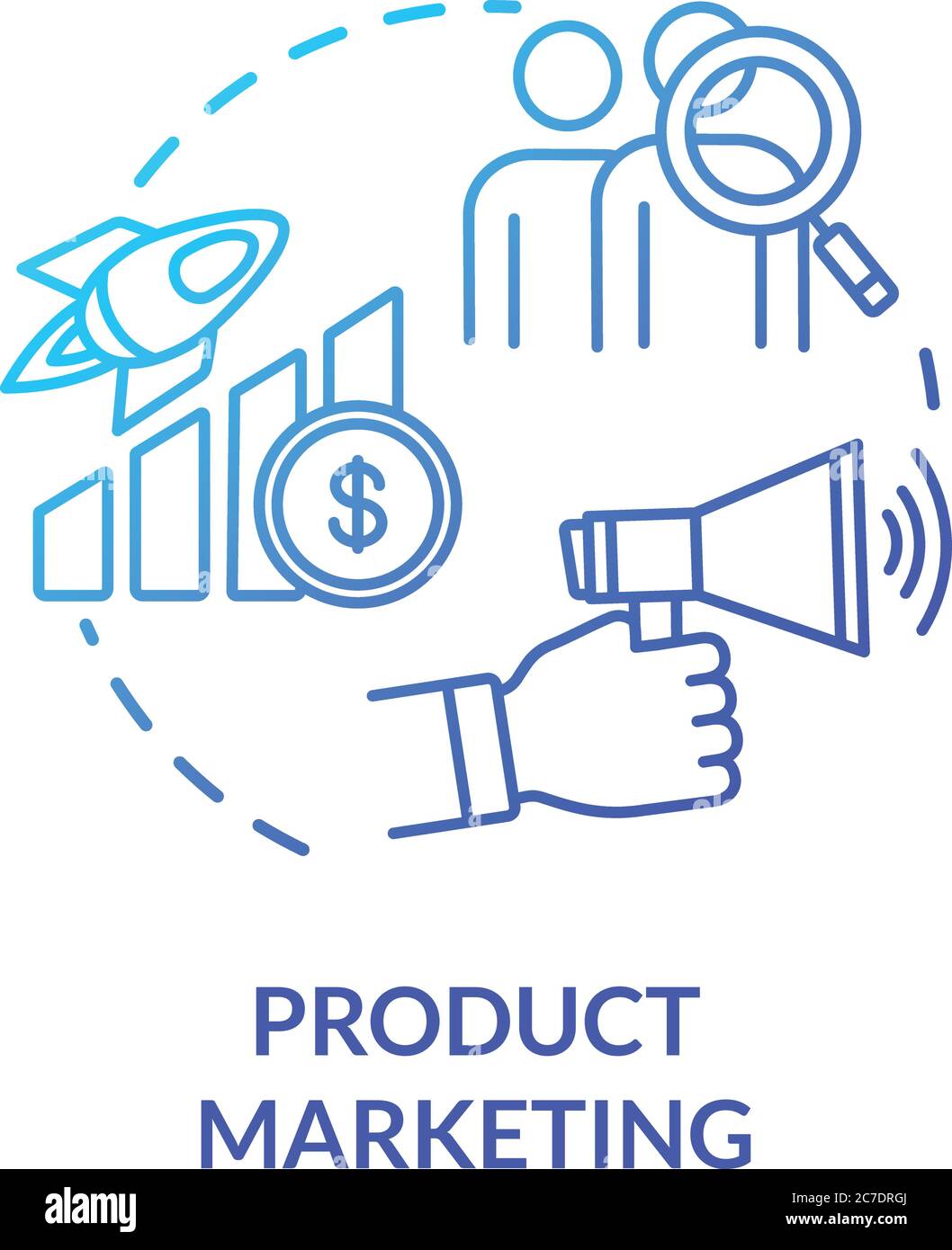 Product marketing blue gradient concept icon. Business promotion ...