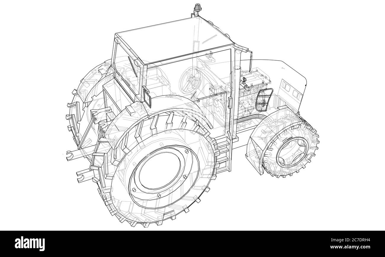 Power lines farm : tractor Cut Out Stock Images & Pictures - Alamy