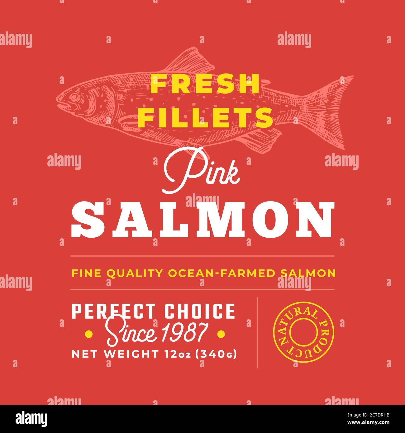 Fresh Fillets Premium Quality Label . Abstract Vector Fish Packaging ...