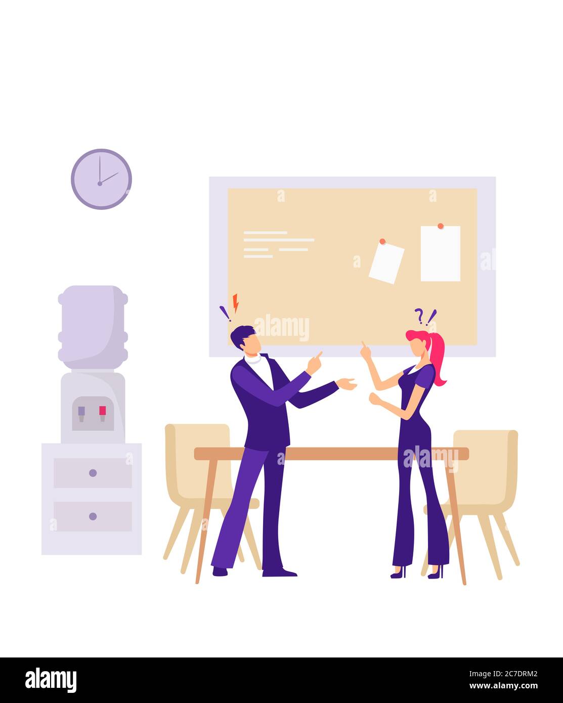 Conflict between office workers illustration. Negative attitude inteam ...