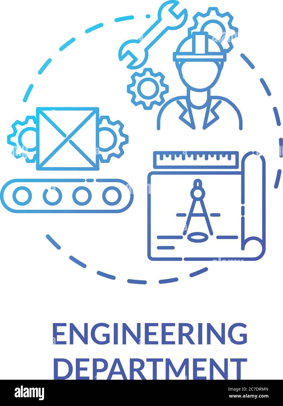 Engineering department blue gradient concept icon. Technical production ...