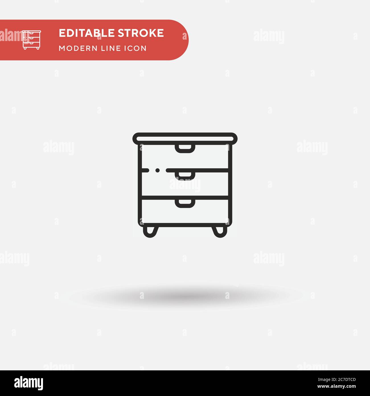 Chest Of Drawers Simple vector icon. Illustration symbol design ...