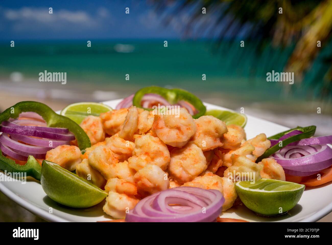 Fried shrimp on the beach. Gastronomy Stock Photo - Alamy