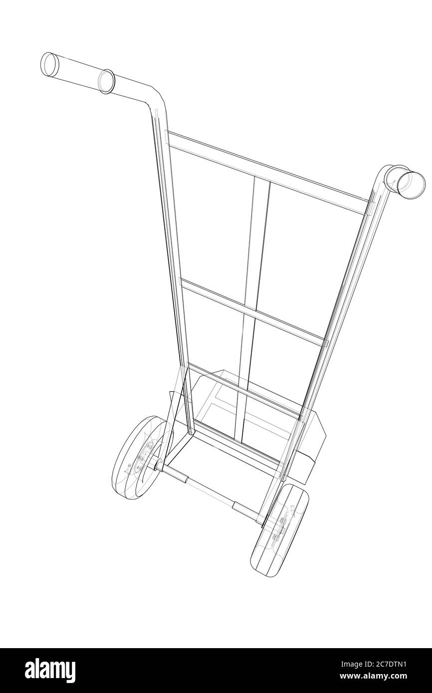 Outline delivery trolley or hand truck Stock Photo - Alamy