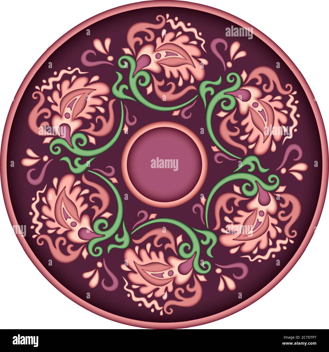 Vector modern paper cut floral round background Stock Vector Image ...