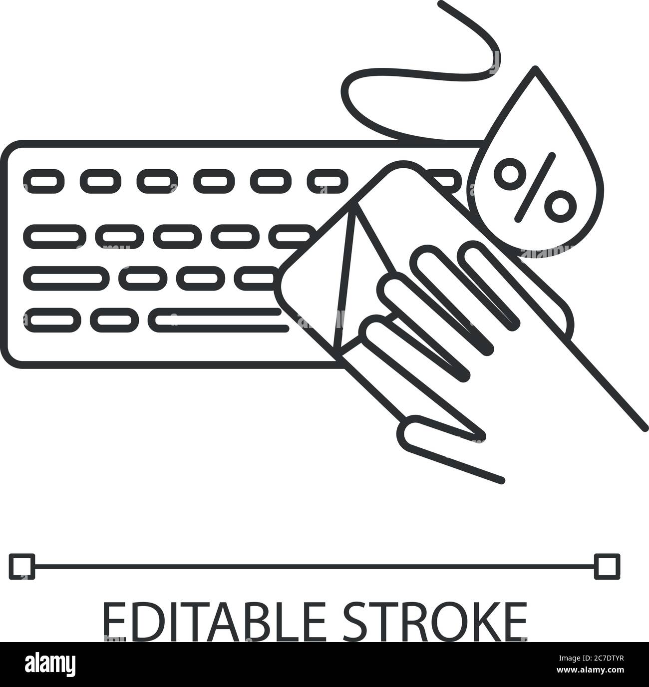 Keyboard cleaning pixel perfect linear icon. Thin line customizable ...