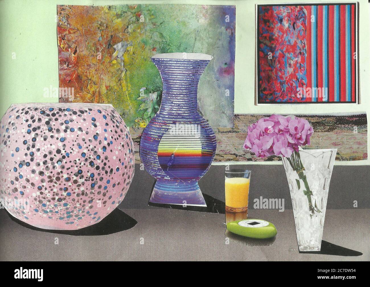 Carefully crafted handmade collage. Object montage. Surreal settings ...