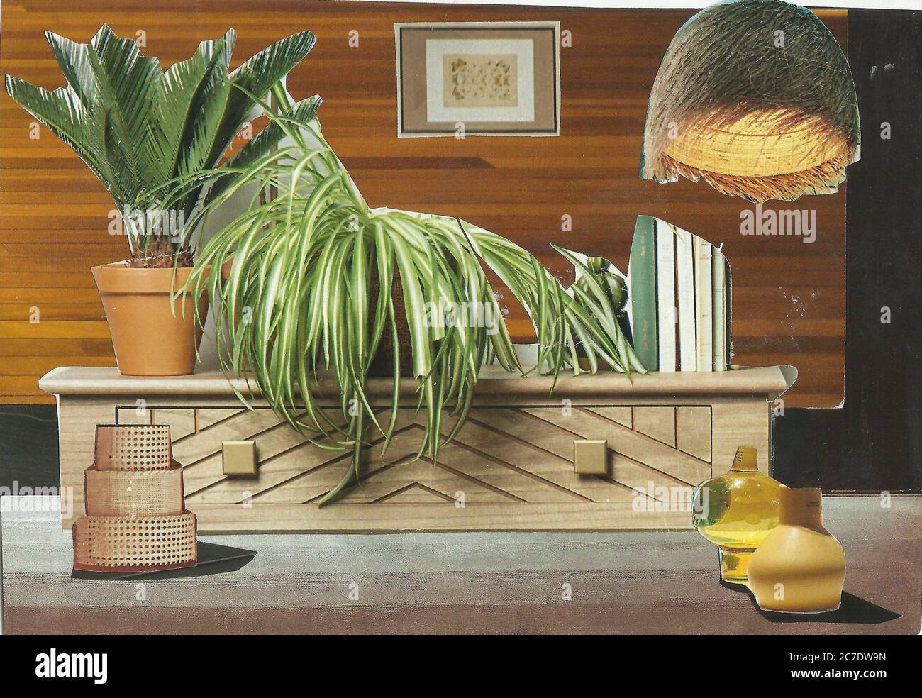 Carefully crafted handmade collage. Object montage. Surreal settings ...