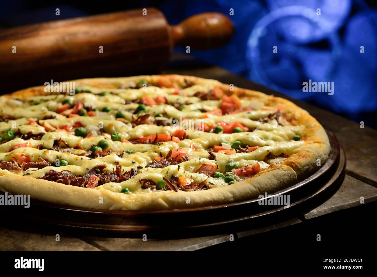 Homemade goat meat pizza with catupiry cheese Stock Photo - Alamy