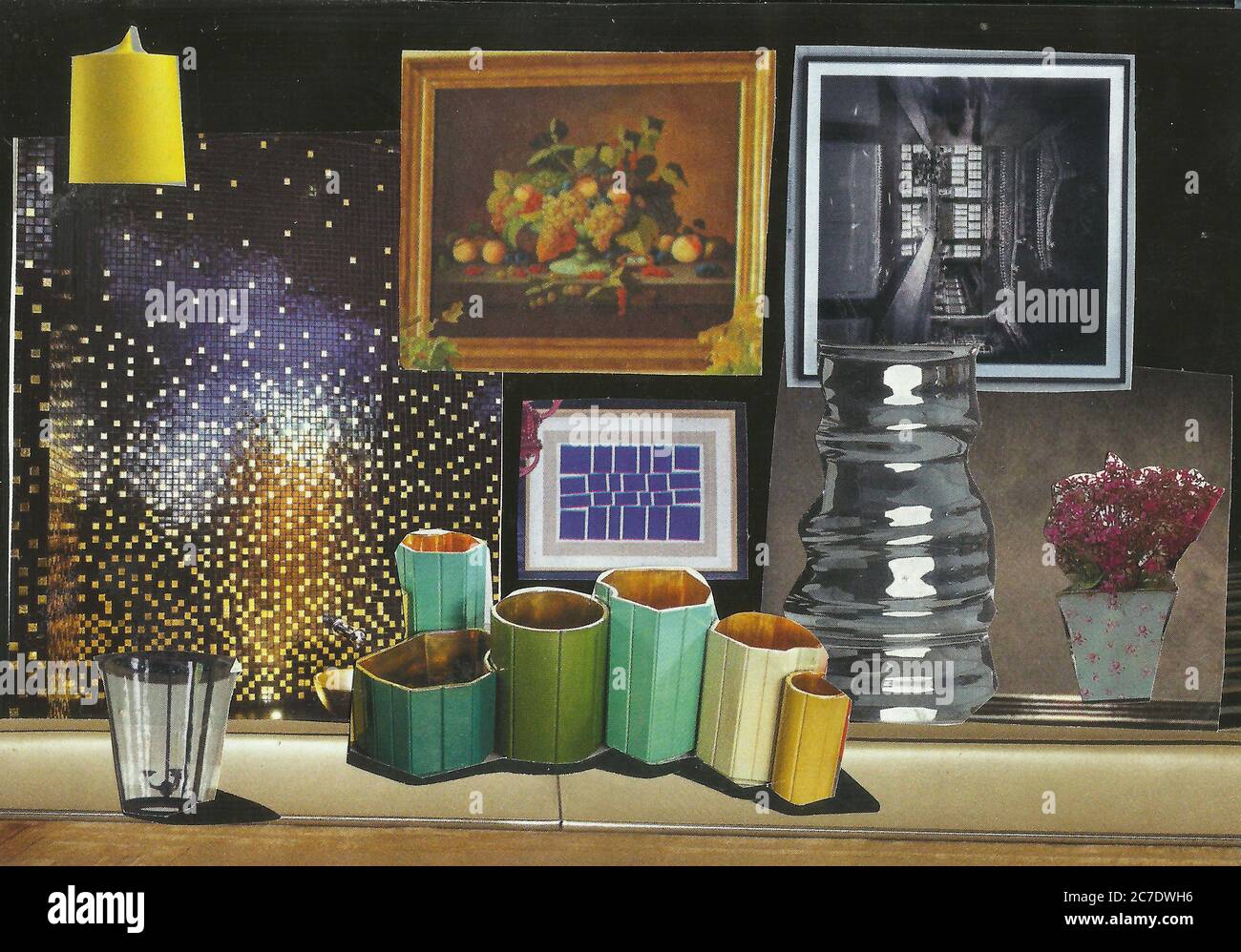 Carefully crafted handmade collage. Object montage. Surreal settings ...