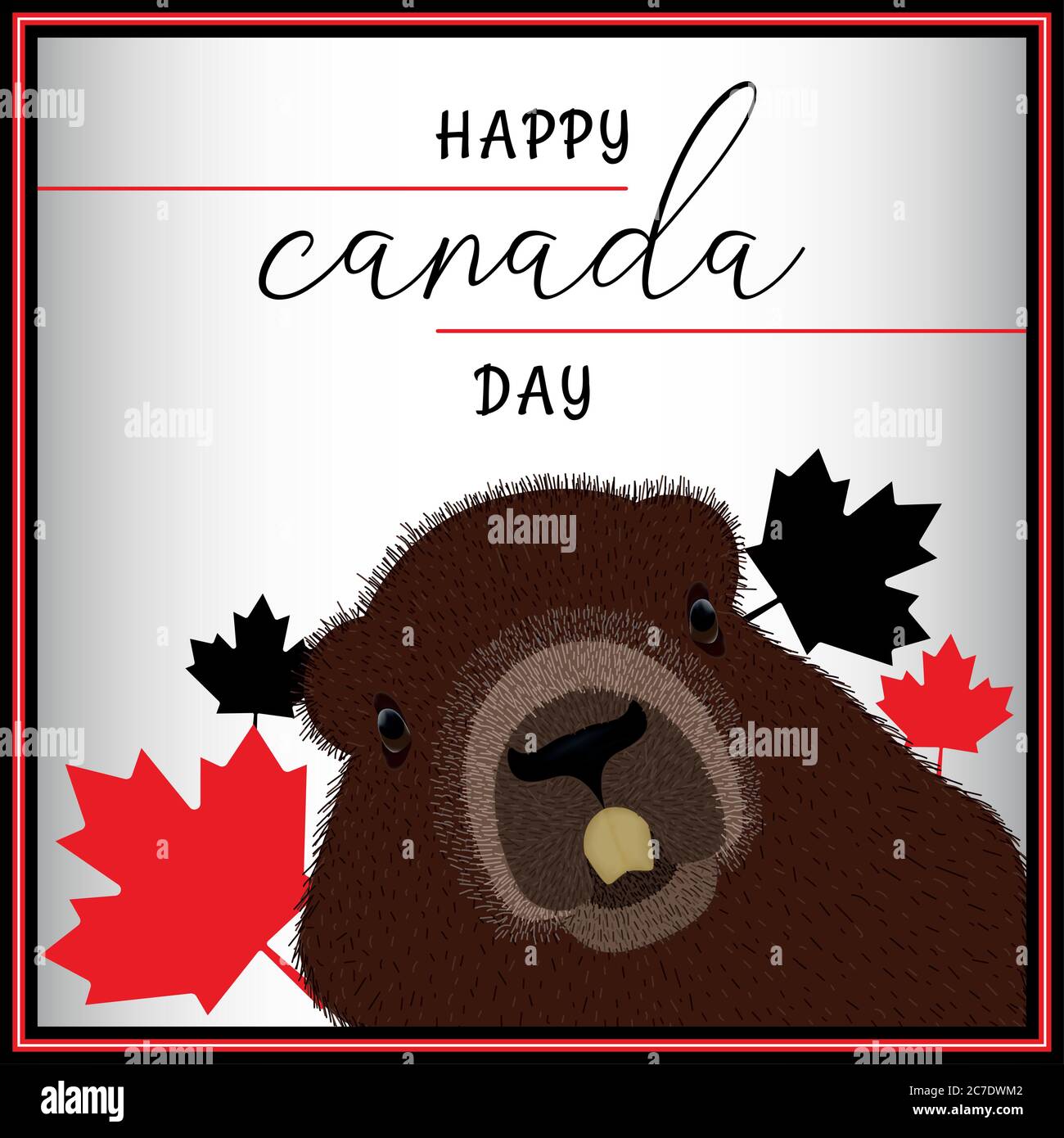 Happy Canada day card with a bear - Vector Stock Vector Image & Art - Alamy