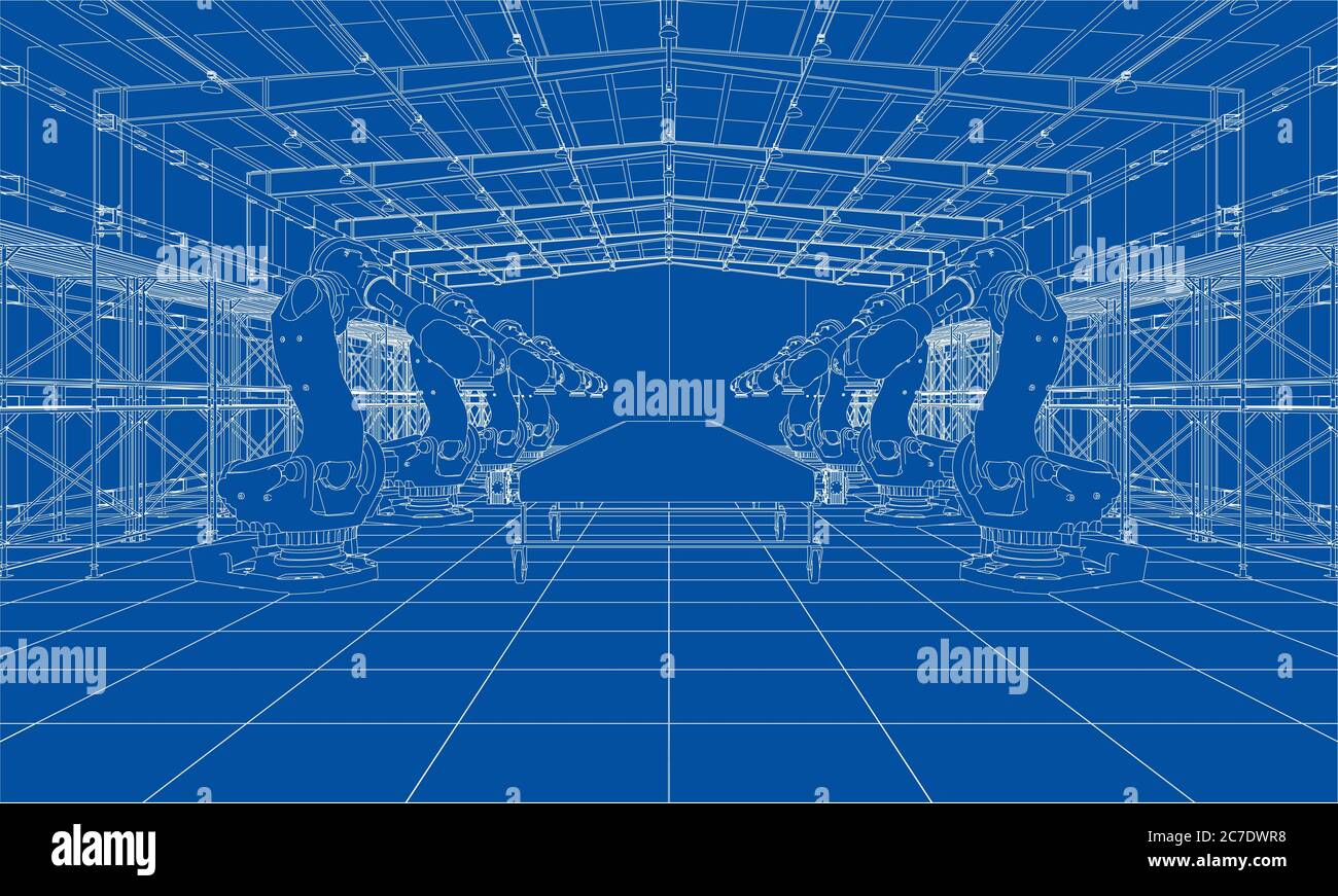 A plant with industral robots manipulators Stock Photo - Alamy