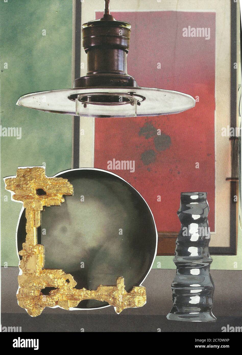 Carefully crafted handmade collage. Object montage. Surreal settings ...