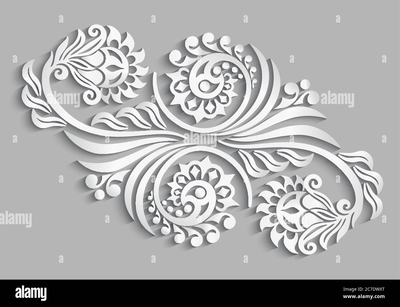 Vector floral elements. 3d effect imitation Stock Vector Image & Art ...