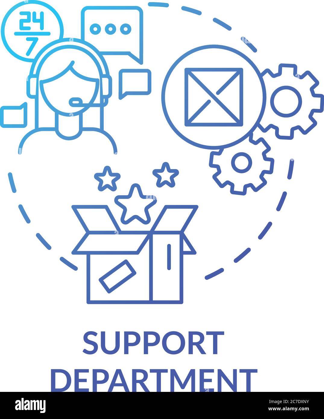 Support department blue gradient concept icon. Tech help for customers ...