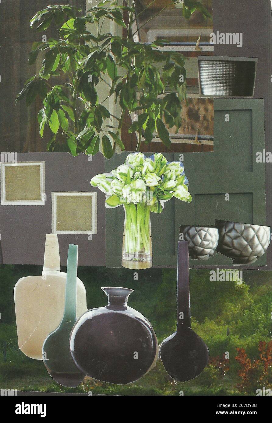 Carefully crafted handmade collage. Object montage. Surreal settings ...