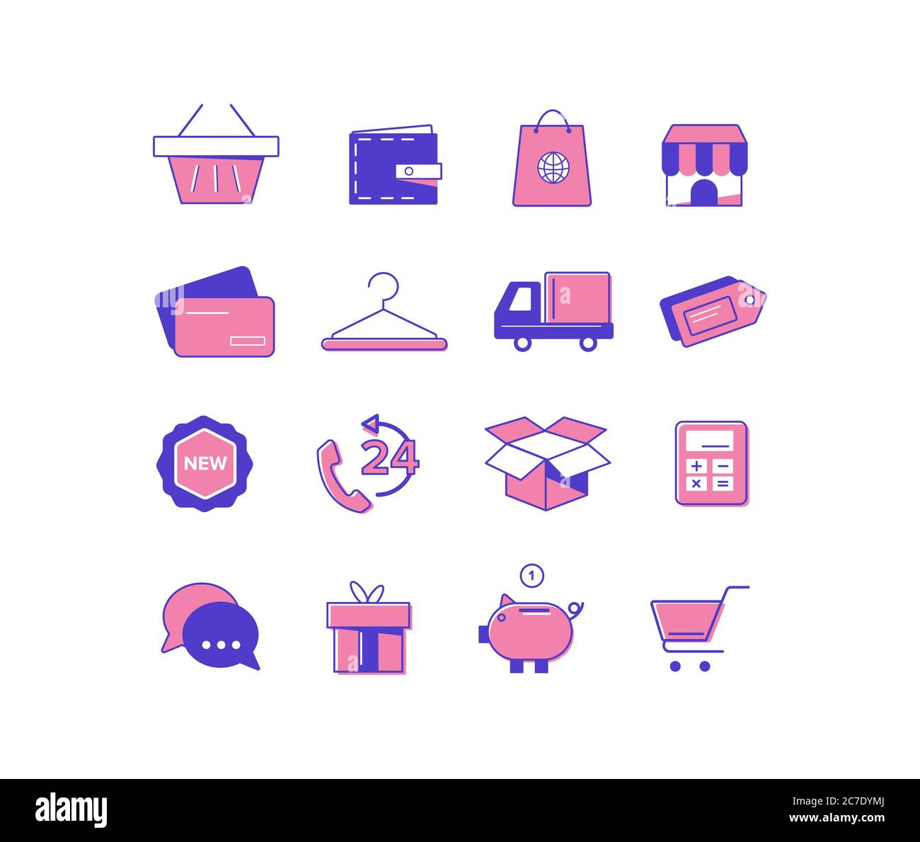 Shopping icons set. Symbols of trade and marketing credit card piggy ...