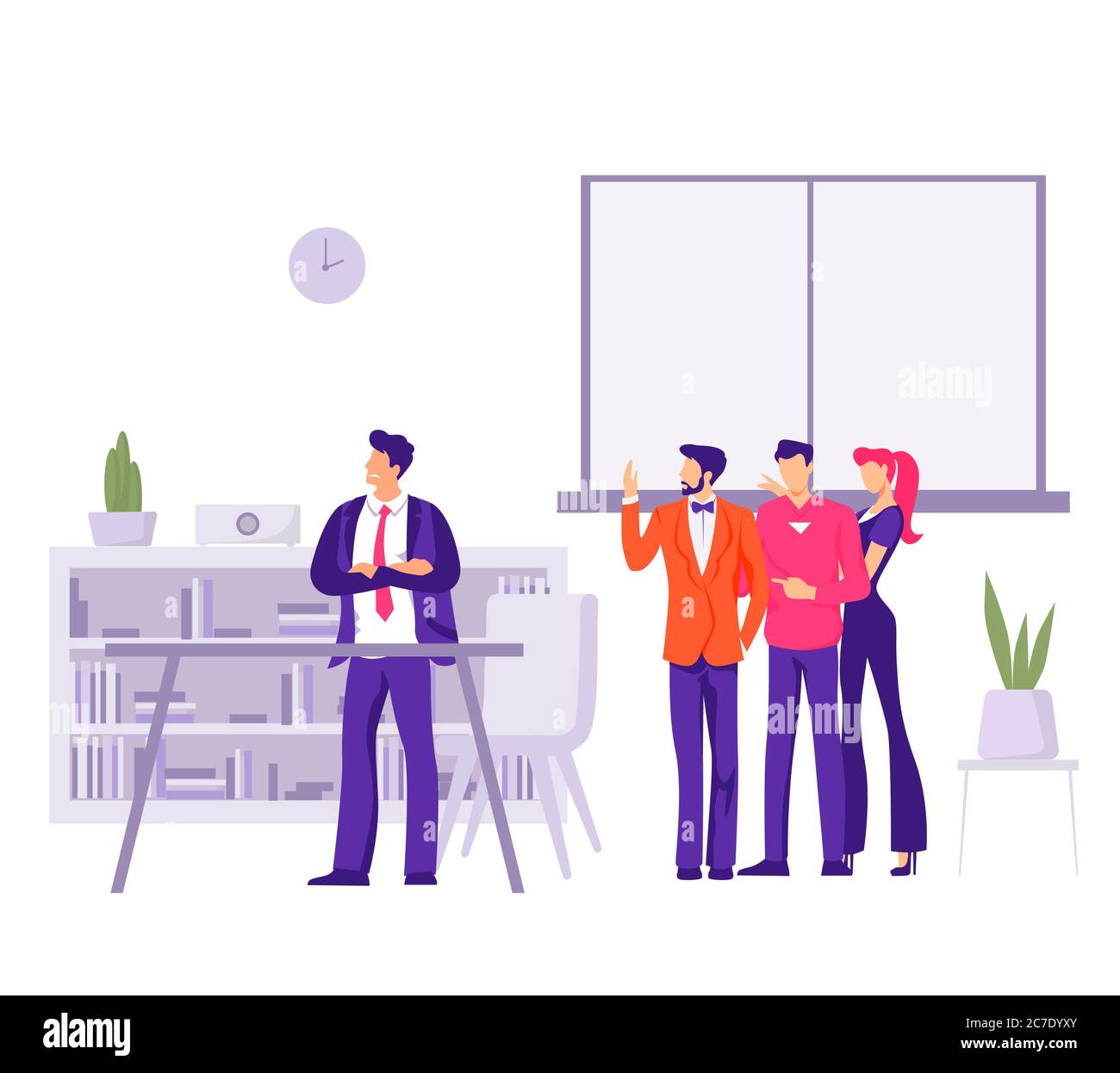 Conflict in office with angry employees Dissatisfied characters ...