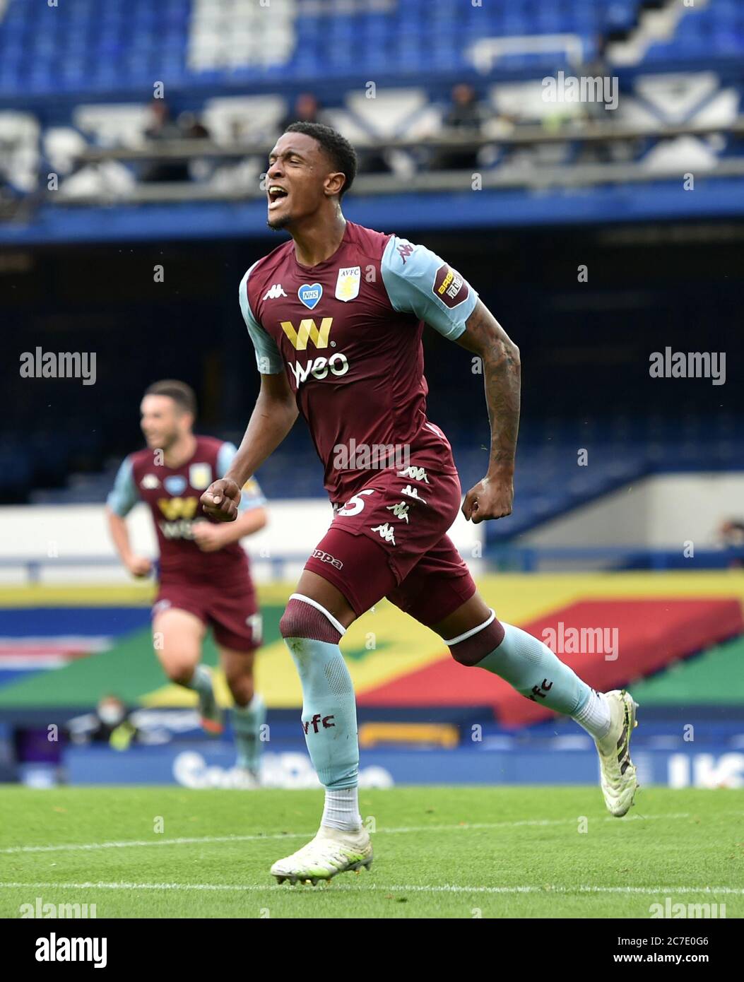 Aston villas ezri konsa celebrates scoring hi-res stock photography and ...