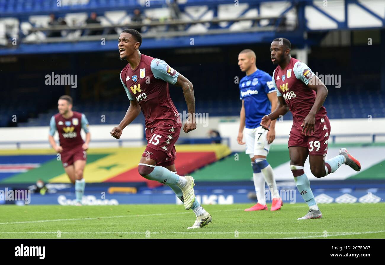 Aston villas ezri konsa celebrates scoring hi-res stock photography and ...