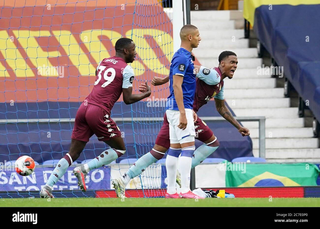 Aston Villa's Ezri Konsa celebrates scoring his side's first goal of ...