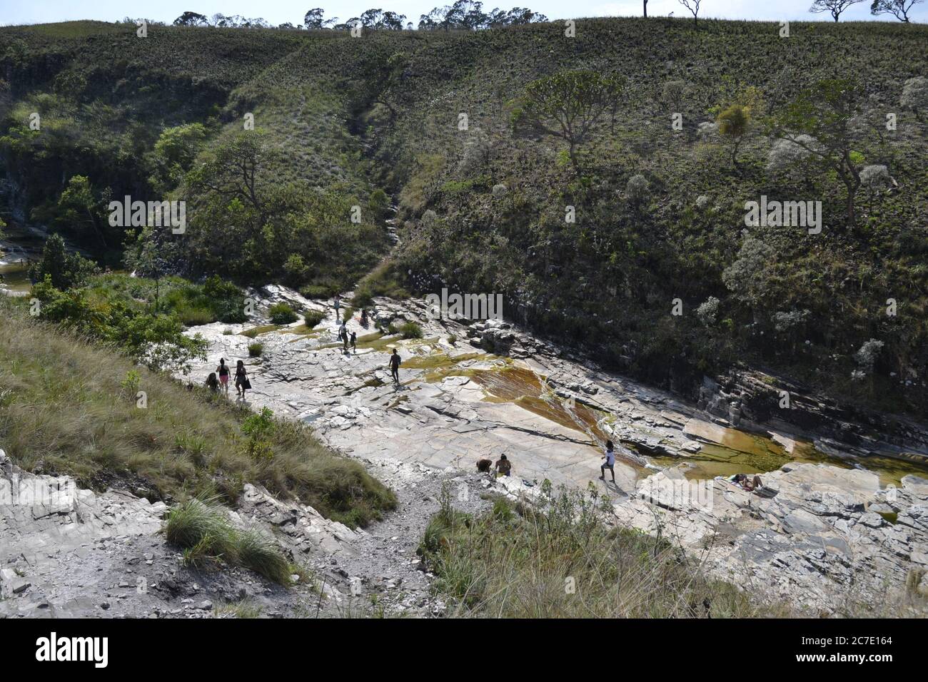 Fresh water river in dry season, with few tourists in National Park in ...