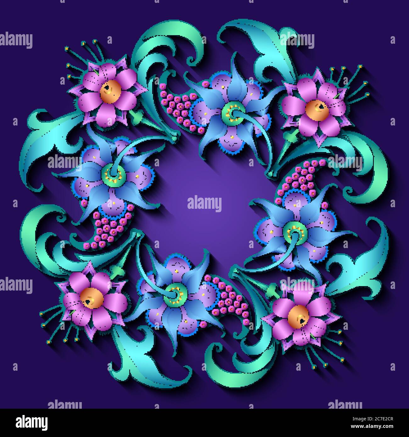 Floral hand drawn vector border. Nature elements and objects Stock ...