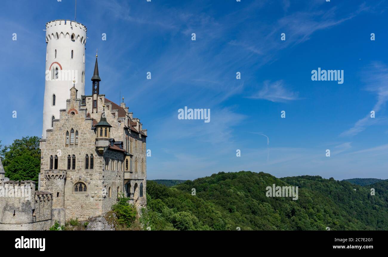 Lichtenstein, BW / Germany - 13 July 2020: view of the Lichtenstein ...