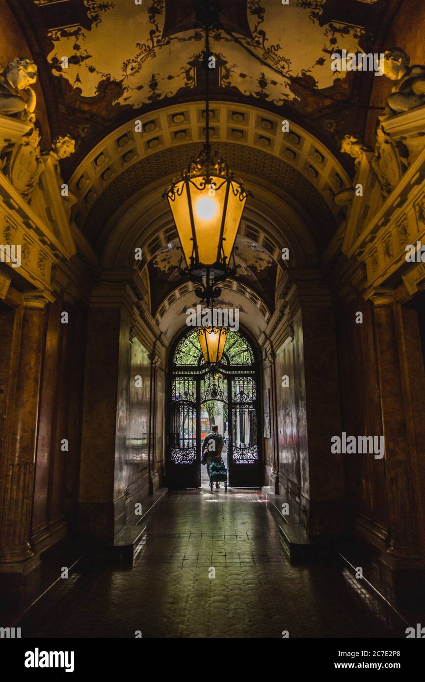 Courtyard of the old historical Building in Budapest city, Hungary ...