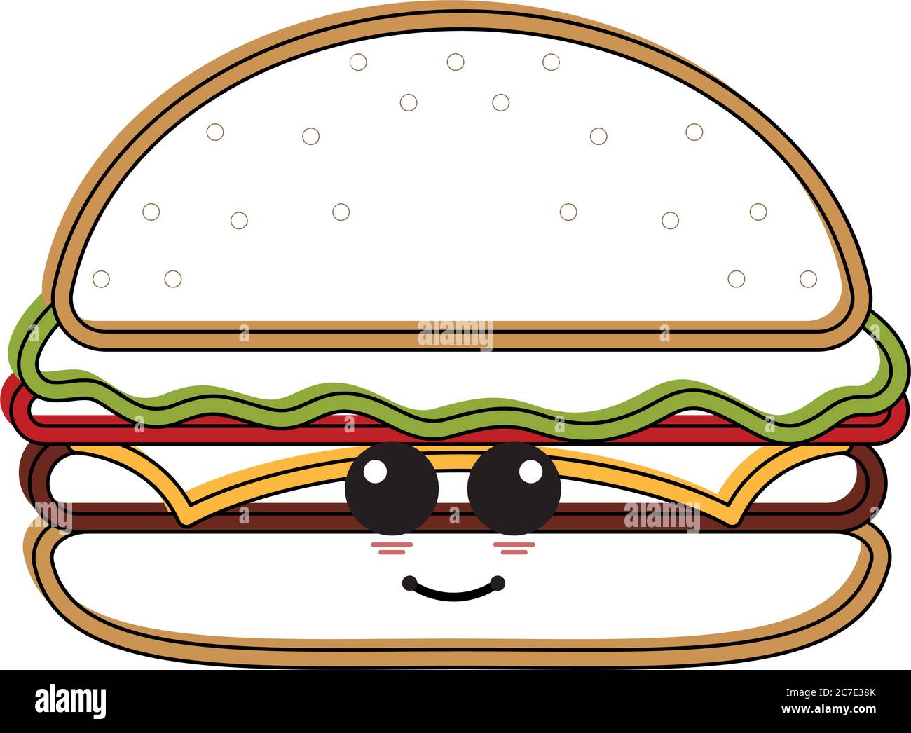 Cartoon icon of a happy burger. Fast food icon - Vector Stock Vector ...