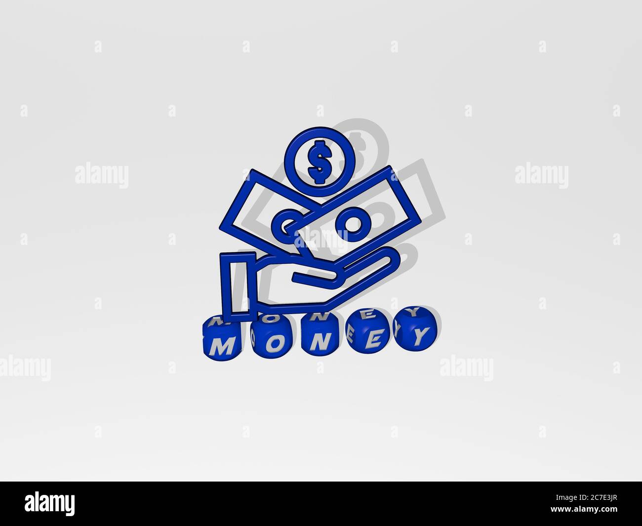 3D representation of money with icon on the wall and text arranged by ...