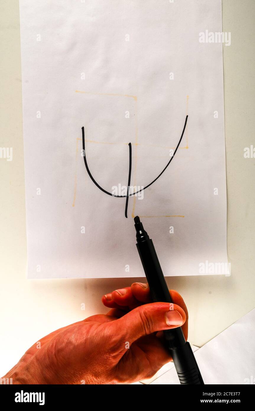 Close-up of sheet with drawing Object on a White Background Stock Photo ...
