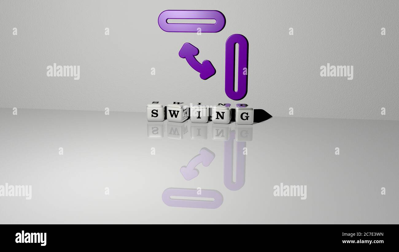 3D representation of swing with icon on the wall and text arranged by ...
