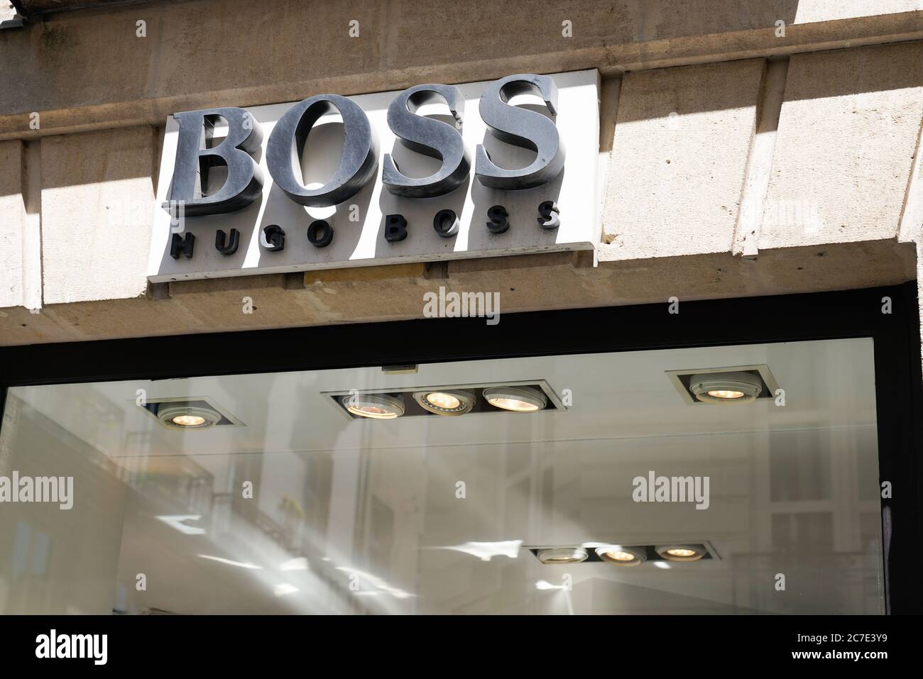 Bordeaux , Aquitaine / France - 07 07 2020 : Hugo Boss logo text and ...