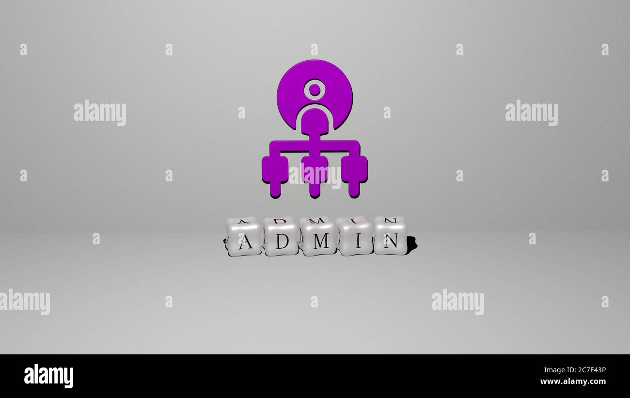 3D representation of admin with icon on the wall and text arranged by ...