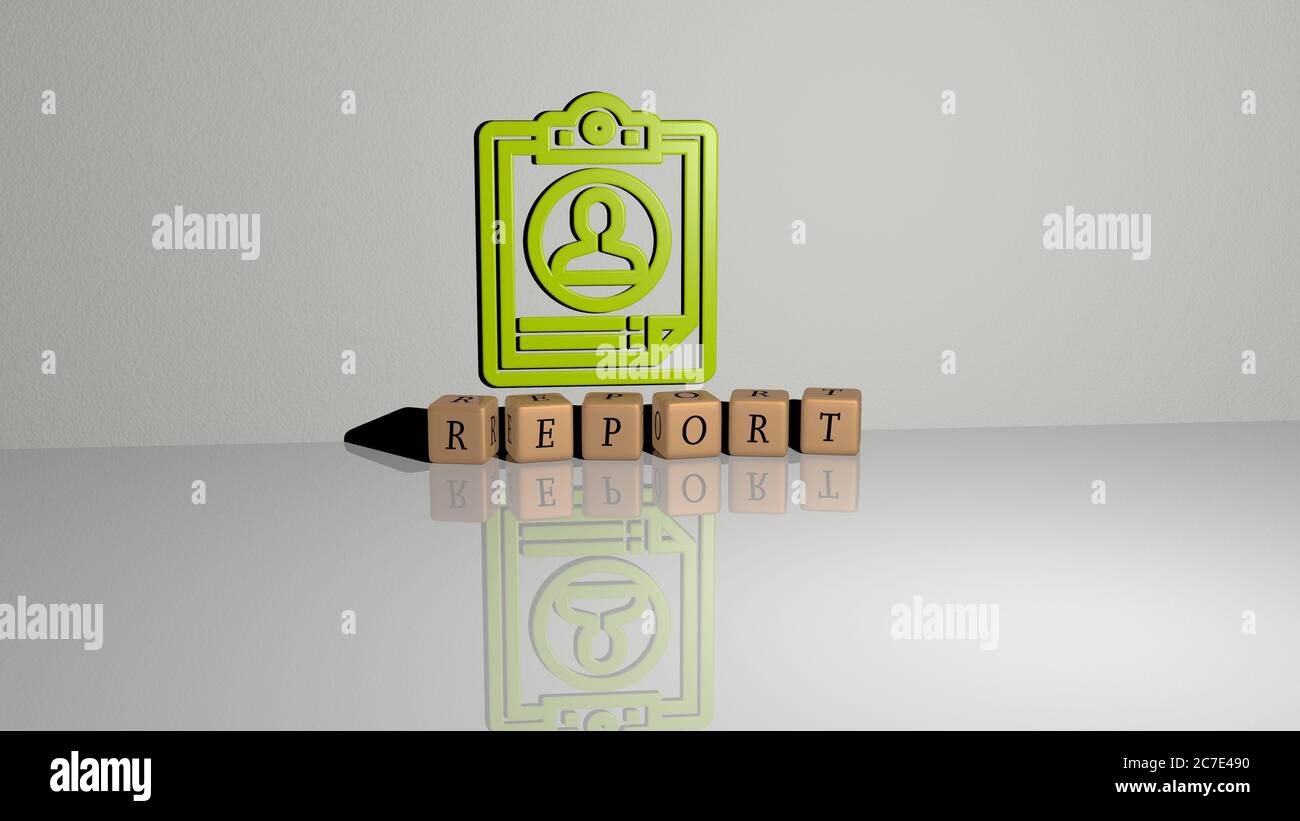 3D graphical image of report vertically along with text built by ...