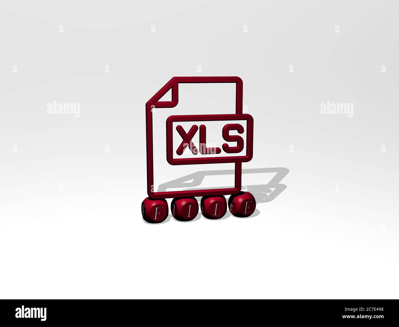 3D illustration of file graphics and text made by metallic dice letters ...