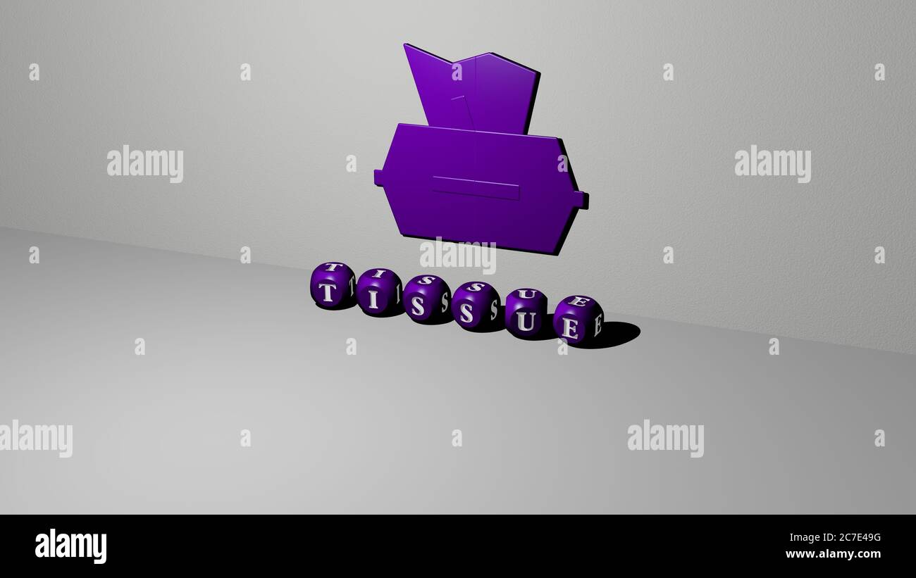 3D illustration of tissue graphics and text made by metallic dice ...