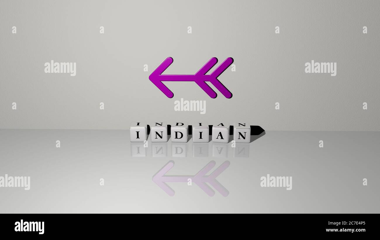 3D illustration of indian graphics and text made by metallic dice ...