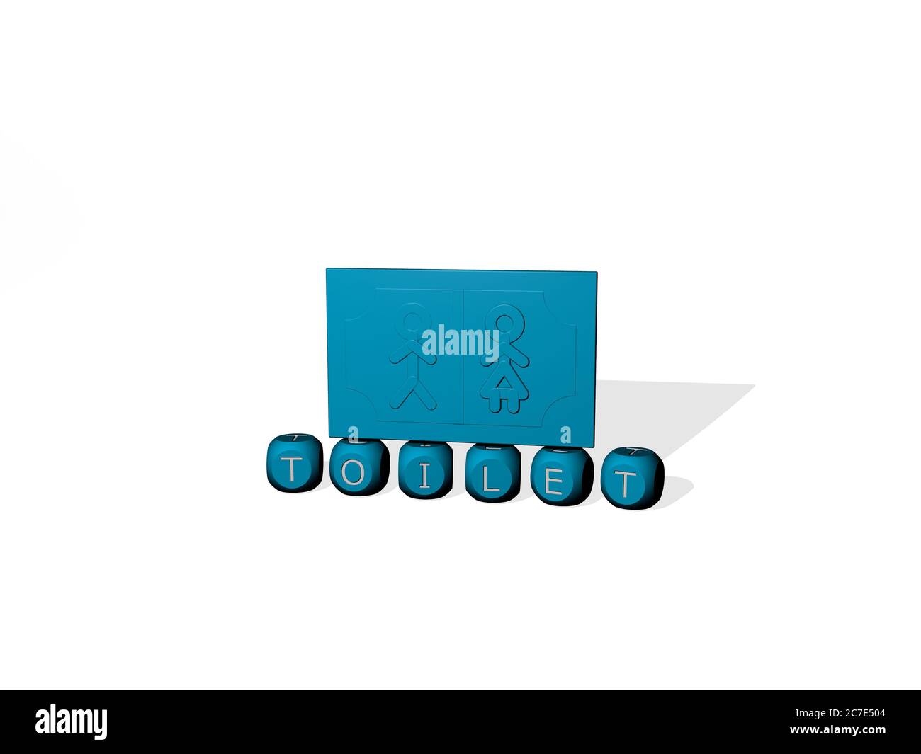 3D graphical image of toilet vertically along with text built by ...