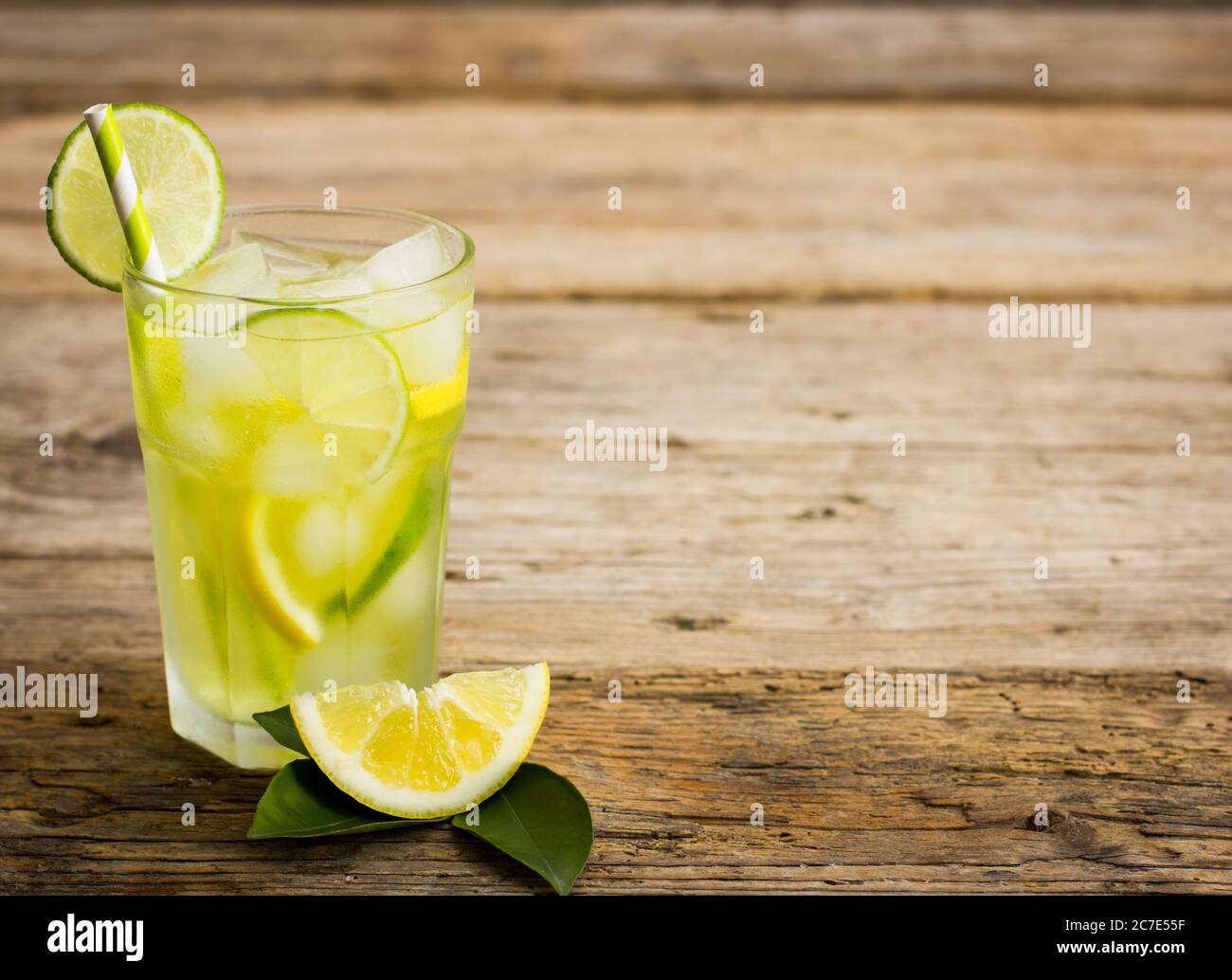 Cold lemonade with ice Stock Photo - Alamy