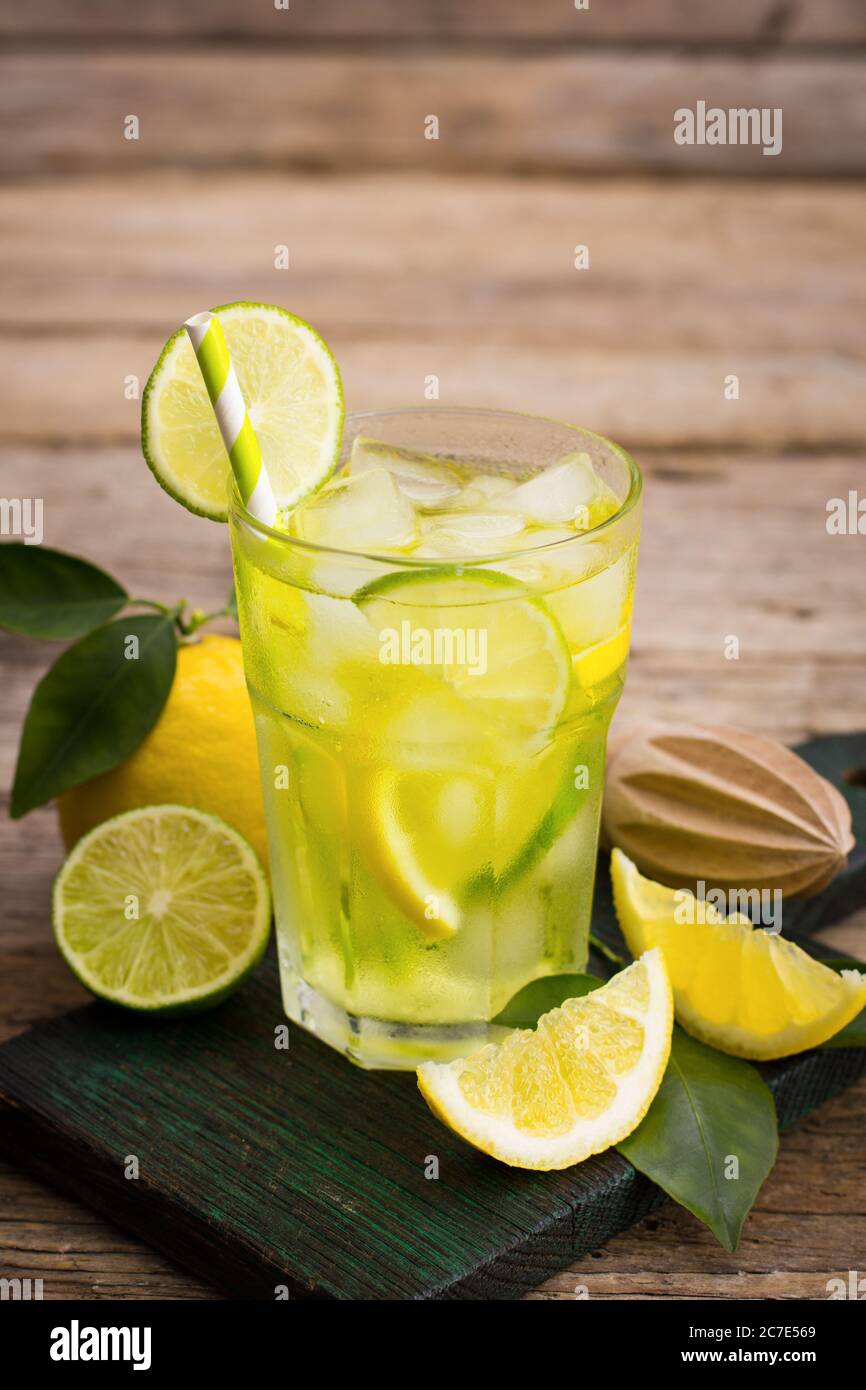 Cold lemonade with ice Stock Photo - Alamy
