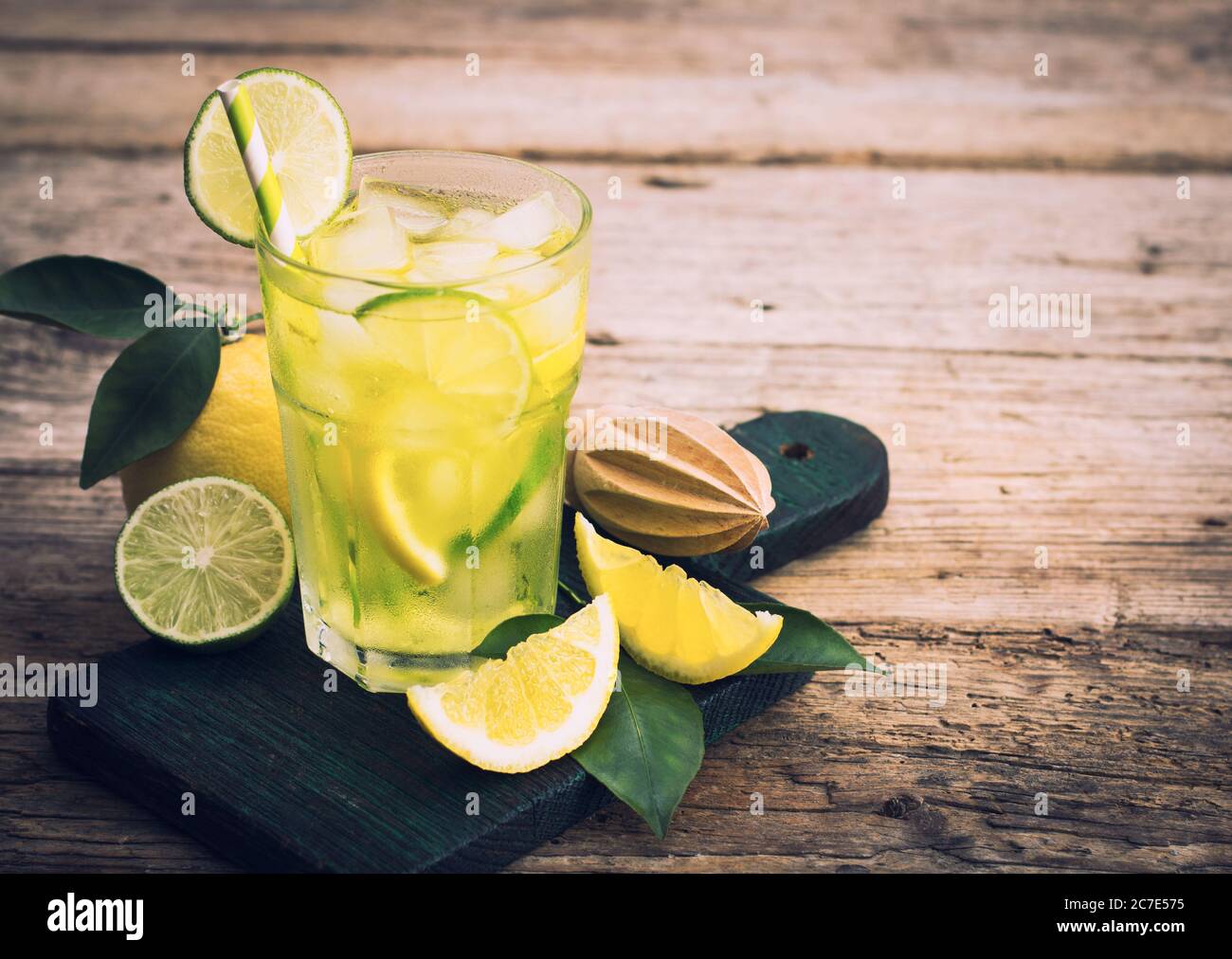 Cold lemonade with ice Stock Photo - Alamy