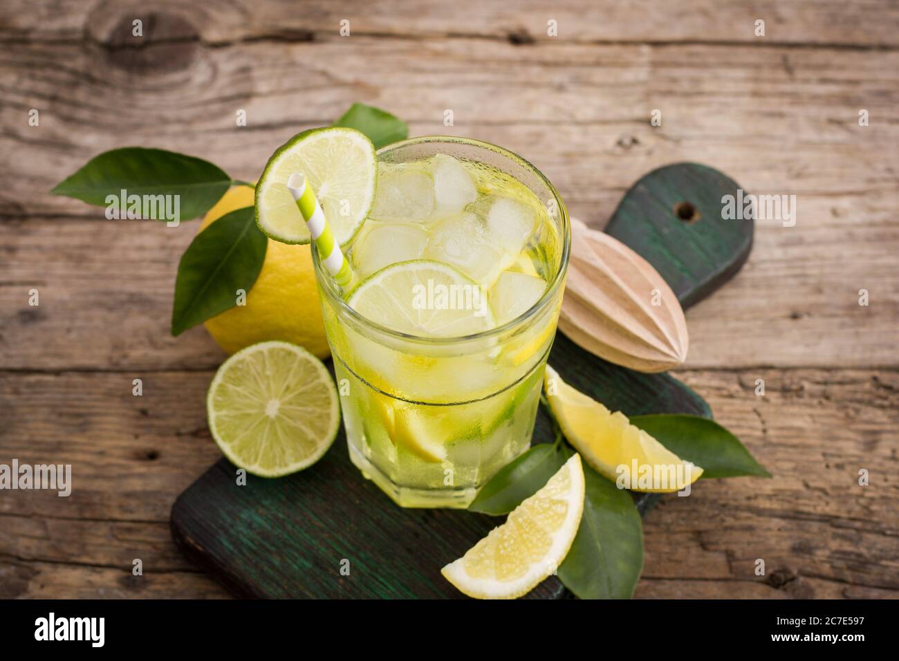 Cold lemonade with ice Stock Photo - Alamy