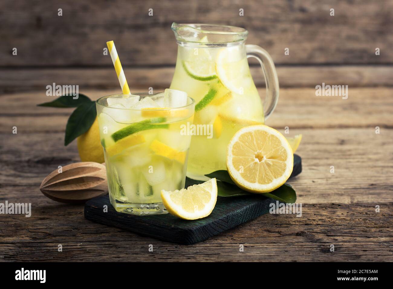 Cold lemonade with ice Stock Photo - Alamy