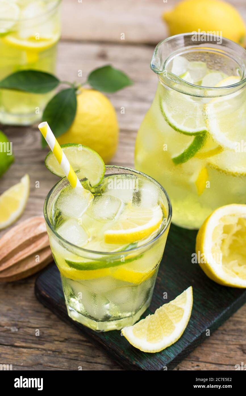Cold lemonade with ice Stock Photo - Alamy