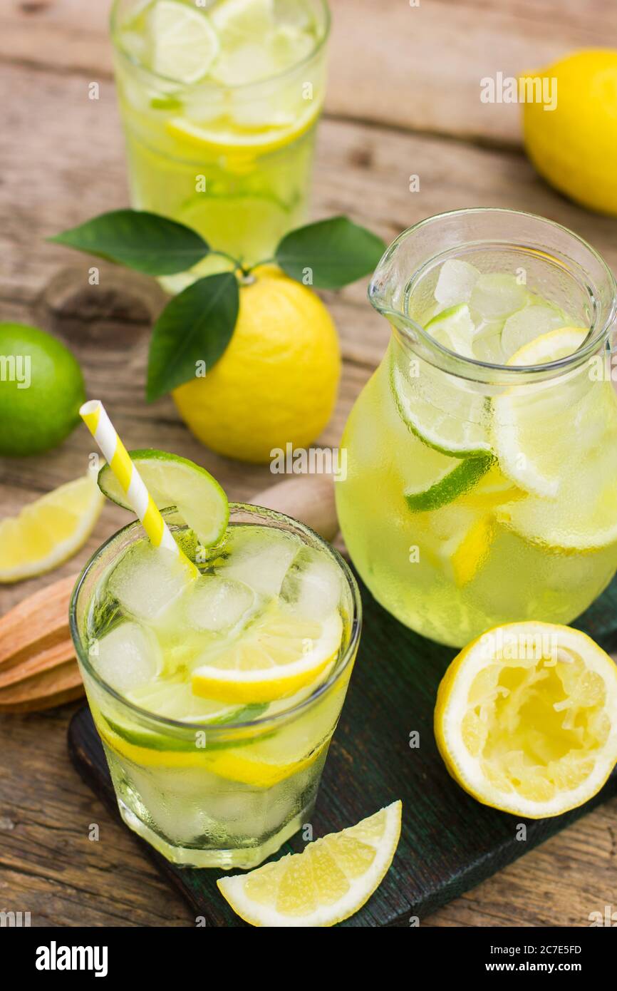 Cold lemonade with ice Stock Photo - Alamy