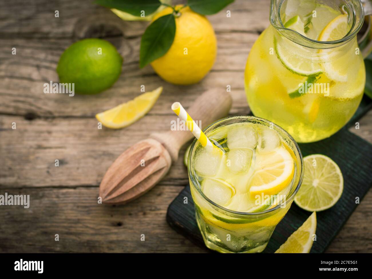 Cold lemonade with ice Stock Photo - Alamy