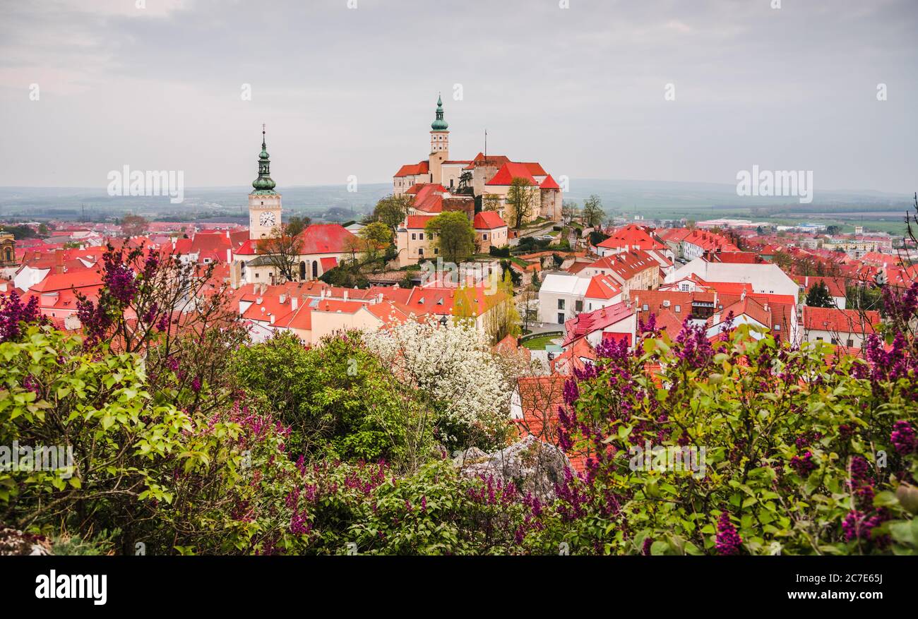 Town of Mikulov with Mikulov Castle in South Moravia, Czech Republic ...