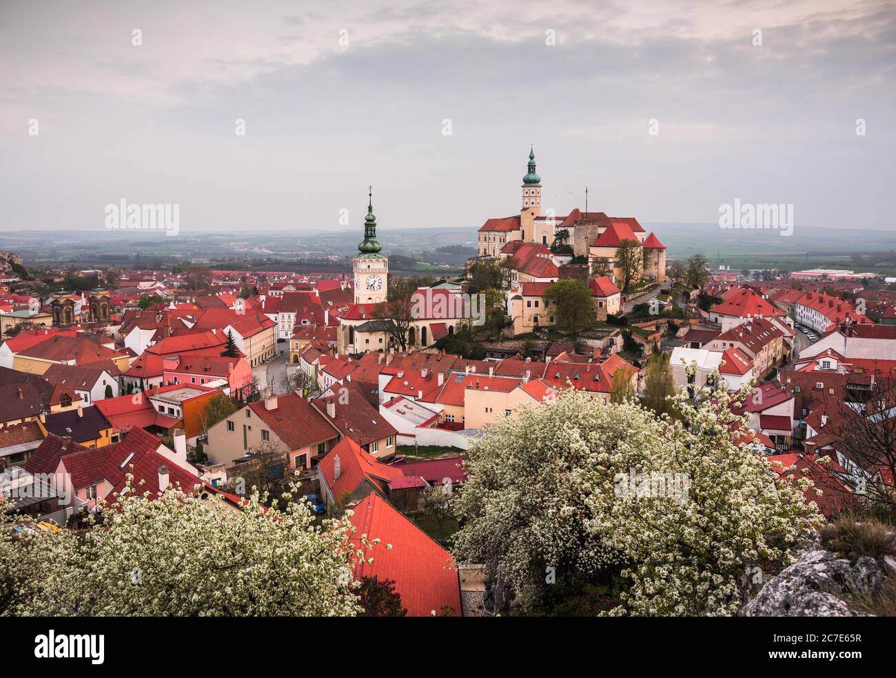 Town of Mikulov with Mikulov Castle in South Moravia, Czech Republic ...
